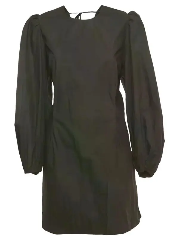 GANNI Poplin Open-back Mini Dress - Black