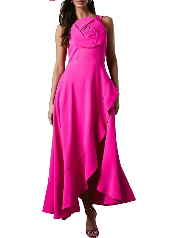 Coast Strappy Crepe Corsage Midi Dress - Pink