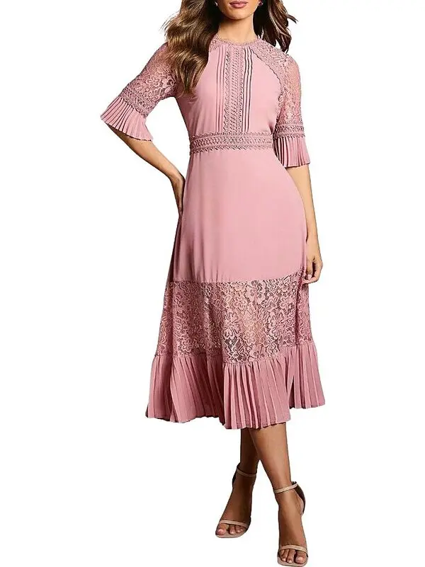 Coast Lace Insert Midi Dress - Antique Rose