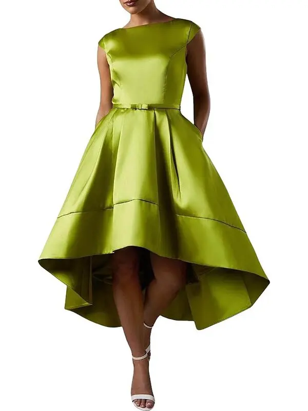 Coast High-low Twill Midi Dress - Chartreuse