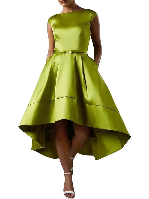 Coast High-low Twill Midi Dress - Chartreuse