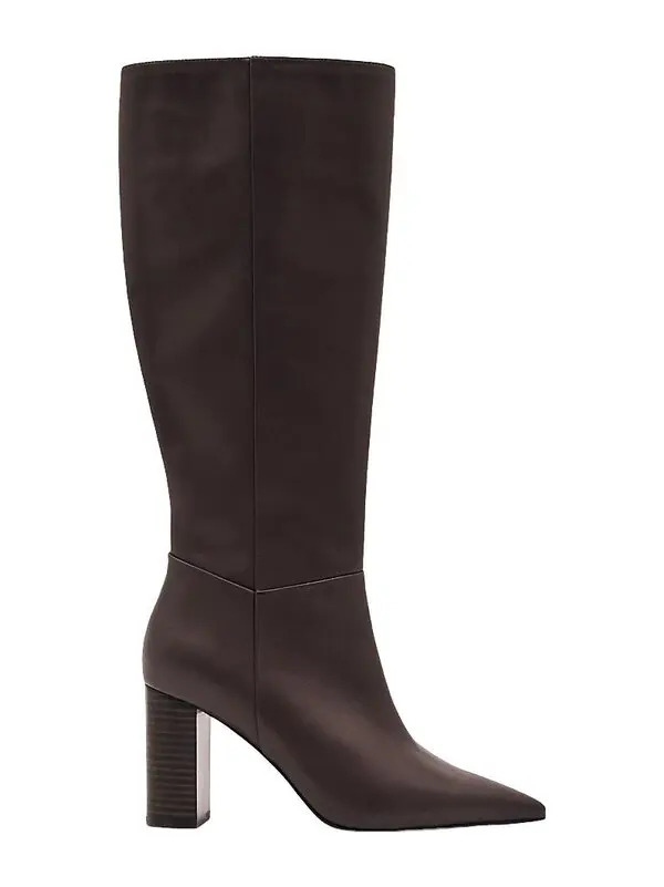 REISS Bianca Leather Knee High Boots - Burgundy
