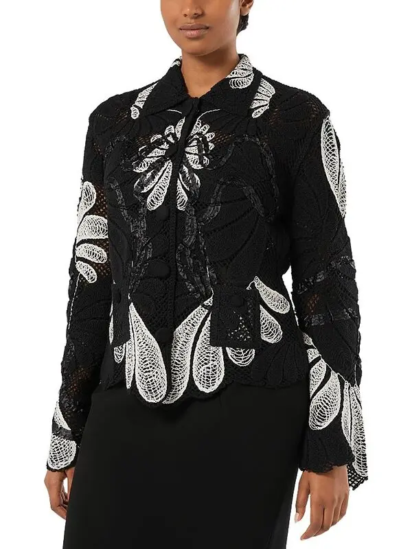 Marina Rinaldi Uscita Lappole Embroidered Cardigan - Ivory