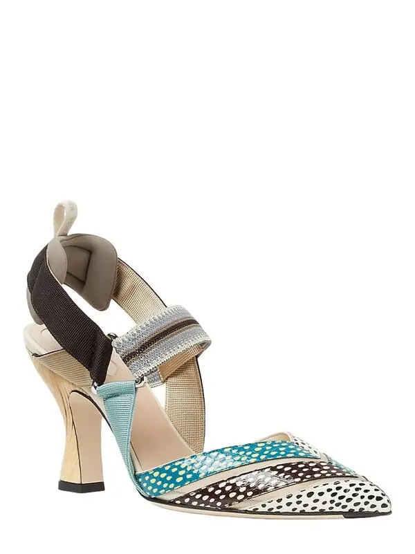 Fendi Colibri Ff High-heel Slingbacks - Blue/brown