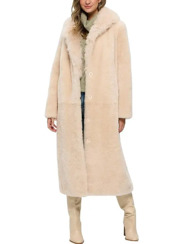 Gorski Sheared Cashmere Goat Overcoat - Light Beige