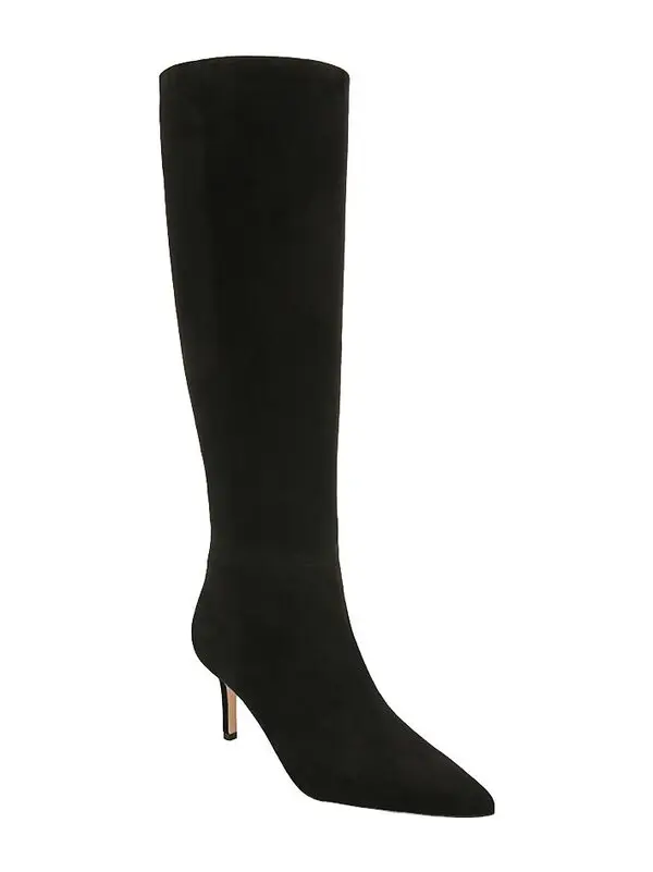 Veronica Beard Lisa Wide Calf Leather Tall Boots - Black Wide Calf