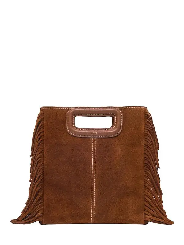 Maje The M Fringed Suede Crossbody Bag - Brown