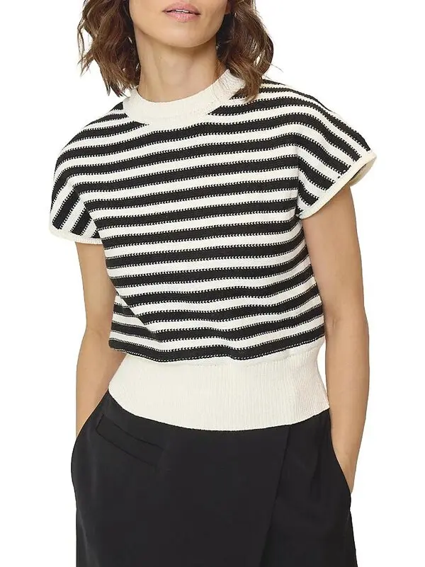 Central Park West Striped Stitch Dolman Top - Ivory-bone