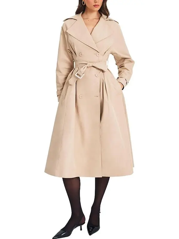 MISS CIRCLE Ulila Double Breasted Trench Coat - Beige