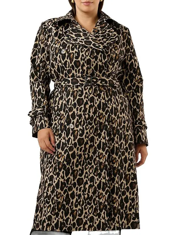 ESTELLE Shari Print Trench Coat - Leopard