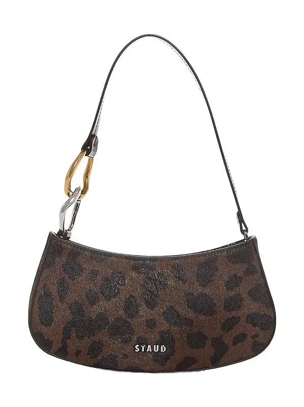 Staud Ollie Calf Hair Shoulder Bag - Leopard