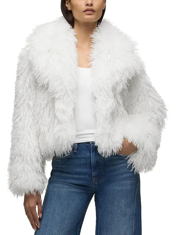 Hudson Jeans Mongauxlian Cropped Faux Fur Jacket - Natural