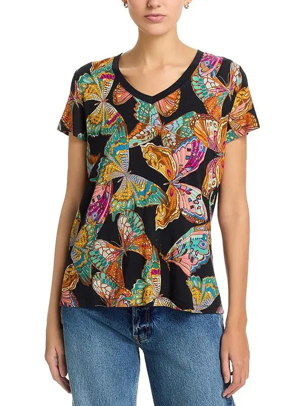 Johnny Was Janie V-neck Tee - Ofelia Black