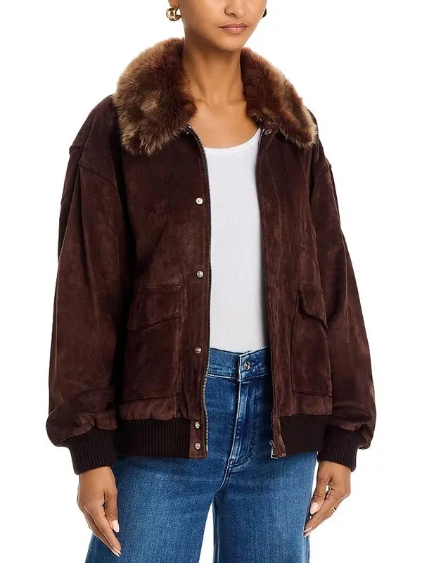 FRAME The Suede Oversized Jacket - Americano