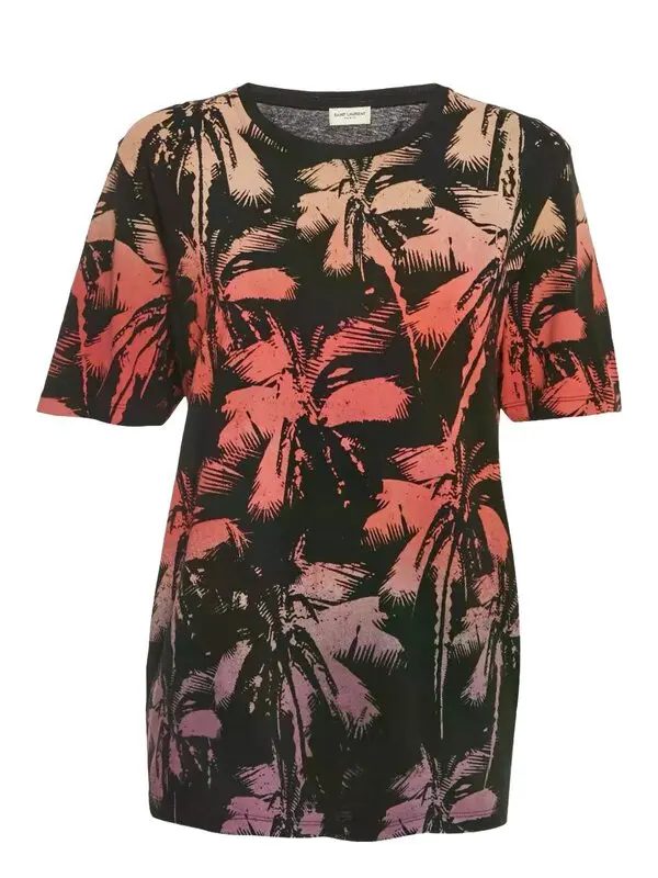 Saint Laurent Palm-tree Print T-shirt - Black