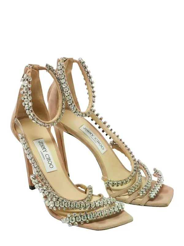 JIMMY CHOO Josefine Crystal-embellished Stiletto Heels - Neutrals