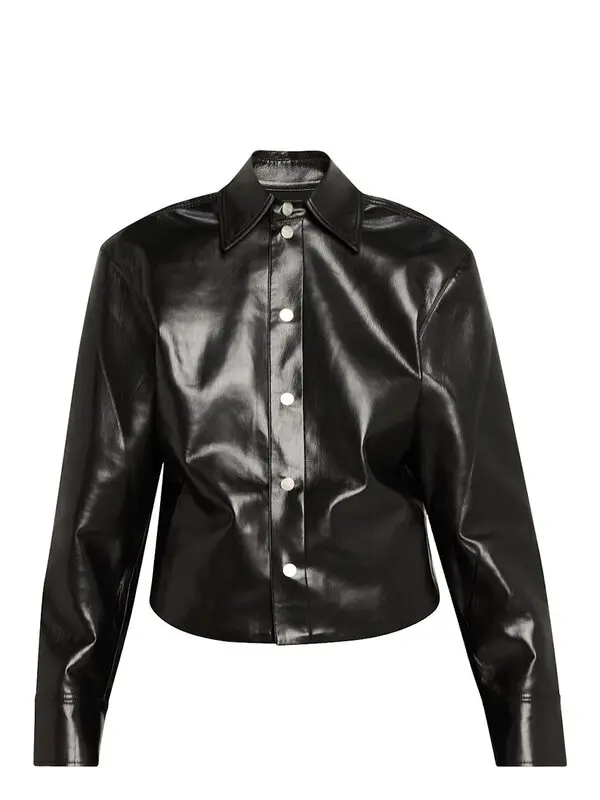 Nanushka Bogna Long-sleeve Alt-leather Shirt - Black