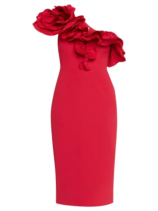 Rebecca Vallance Zarya One-shoulder Bodycon Midi Dress - Red