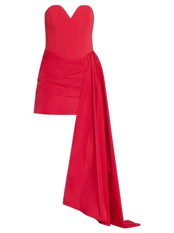 Rebecca Vallance Zarya Strapless Draped Bustier Mini Dress - Red