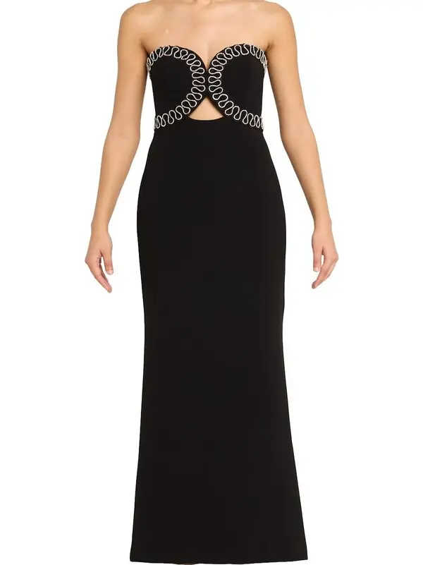 Rebecca Vallance Nyx Strapless Diamante-trim Column Gown - Black