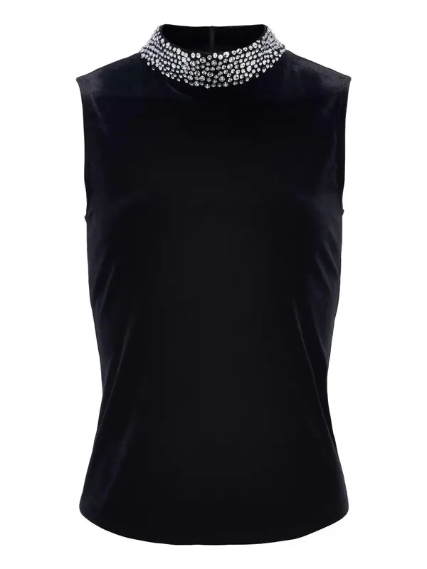 L'Agence Madelyn Embellished Velvet Top - Black