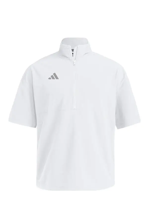 Adidas Short Sleeve Quarter Zip Woven Jacket - White / Team Grey Four