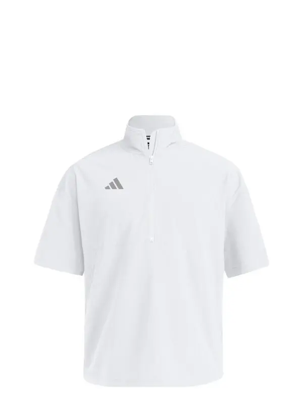 Adidas Short Sleeve Quarter Zip Woven Jacket - White / Team Grey Four