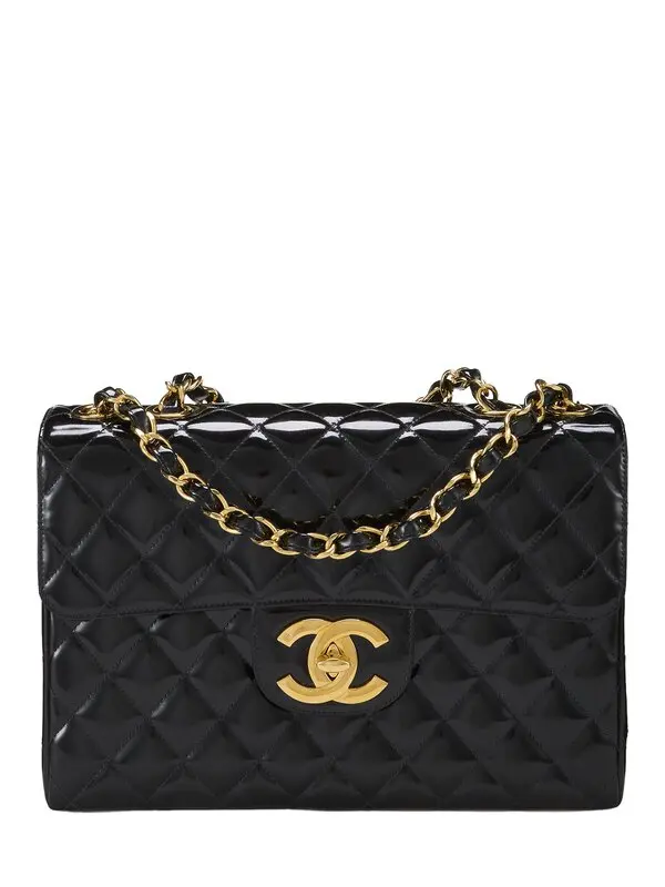 Chanel Quilted Patent Half Flap - Black
