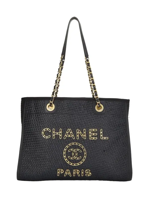 Chanel Woven Raffia Deauville - Black