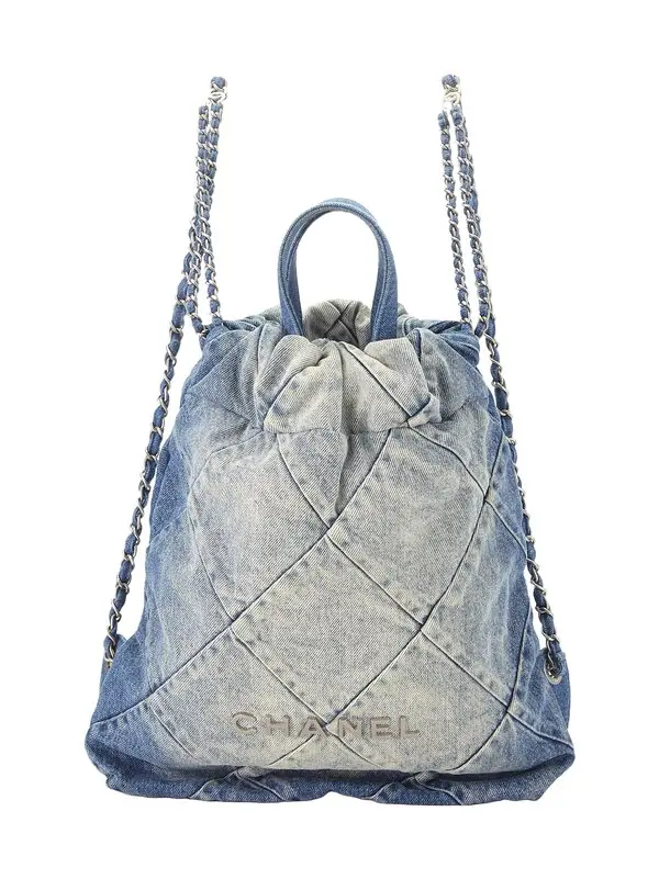 Chanel Quilted Denim 22 Backpack - Blue