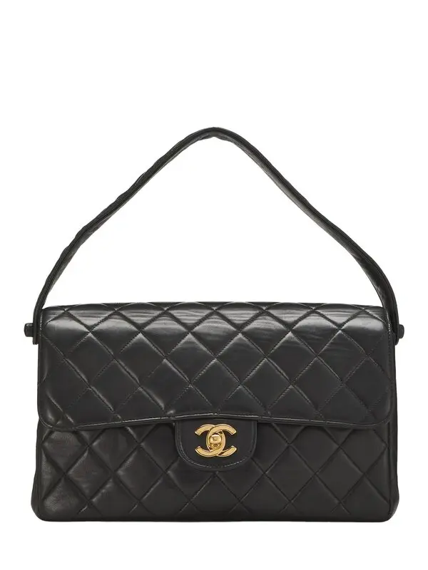 Chanel Quilted Lambskin Double Sided Flap Bag Medium - Black