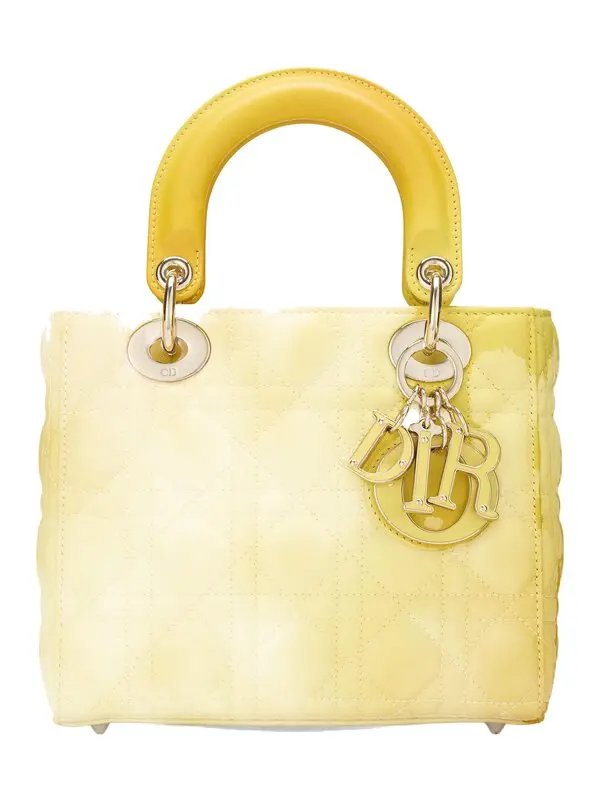 Dior Lady Cannage Quilted Bag - Yellow