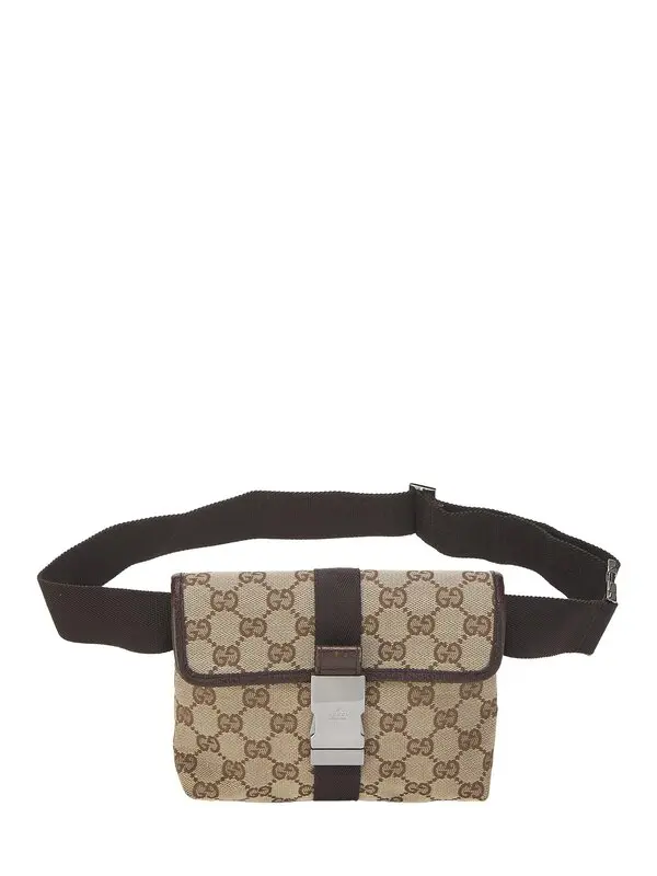 Gucci Original Gg Buckle Flap Belt Bag - Brown