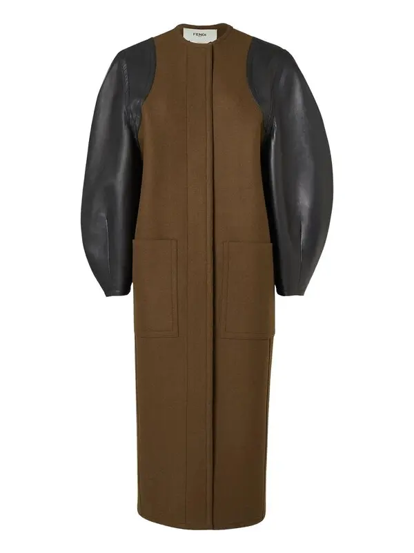 Fendi Wool And Leather Coat - Green