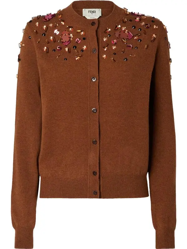 Fendi Sequined Cardigan - Brown