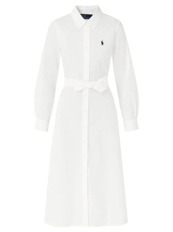Polo Ralph Lauren Long Shirt Dress With Logo - White