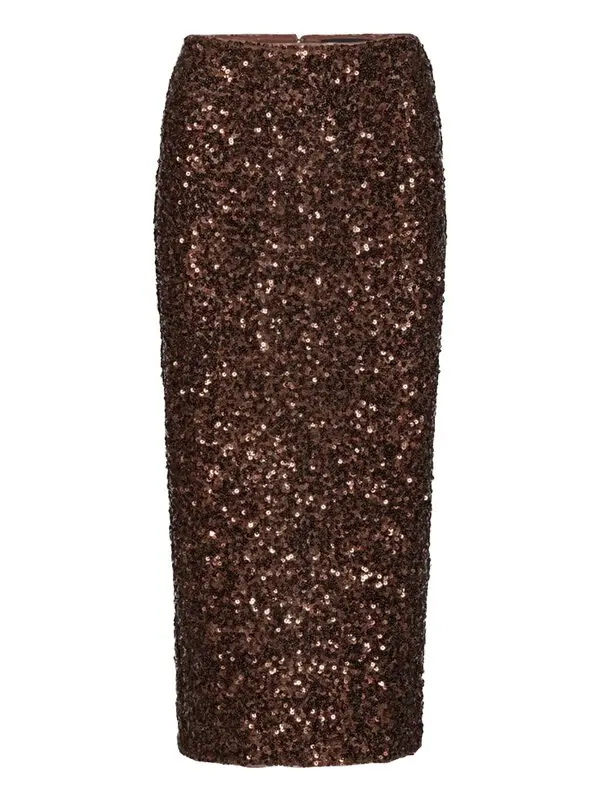 Remain Birger Christensen Midi Skirt With Sequins - Brown