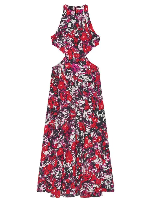 Givenchy Slashed Floral Print Dress - Fuchsia