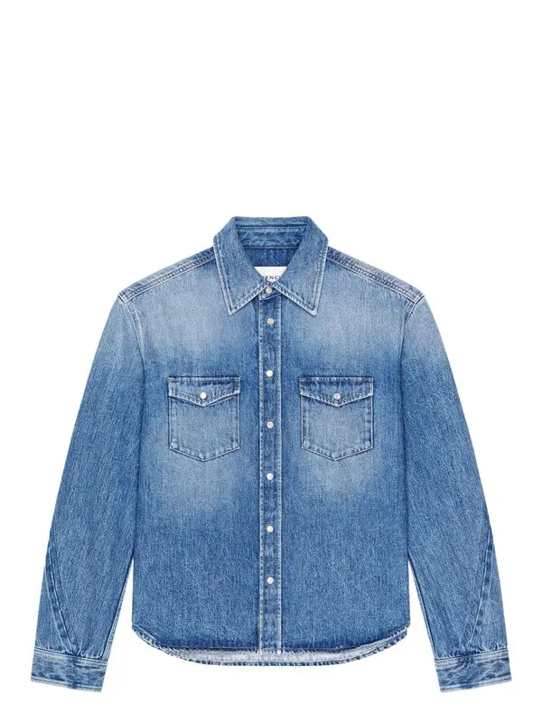 Givenchy Couture Seam Shirt In Shadow Washed Denim - Medium Blue