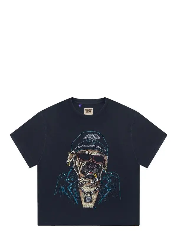 GALLERY DEPT. Oct Biker Dog Tee Vintage - Black
