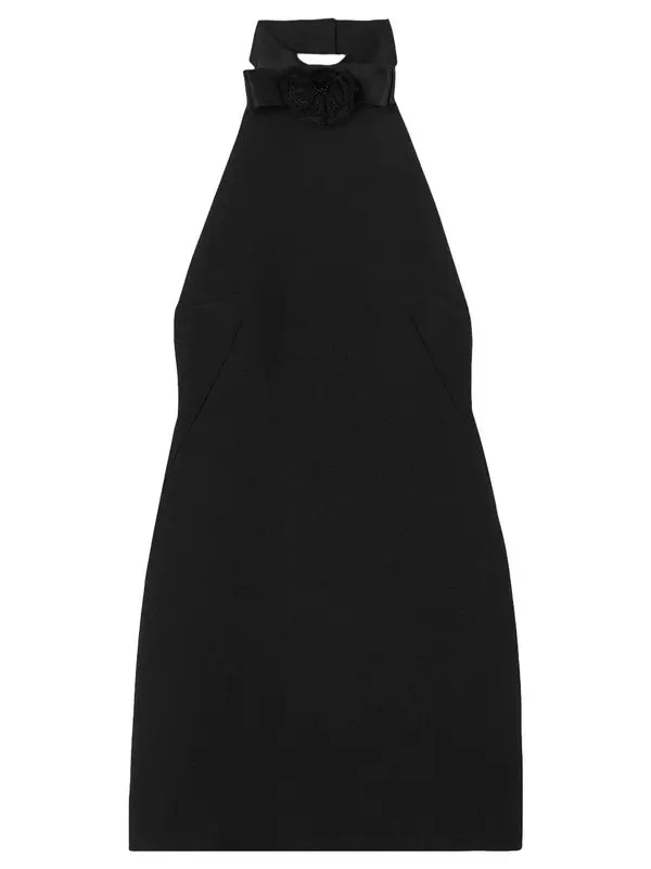 Dolce & Gabbana Appliquéd Wool-crepe Halterneck Mini Dress - Black