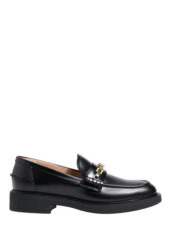 GIANVITO ROSSI Martine Buckle-embellished Leather Loafers - Black