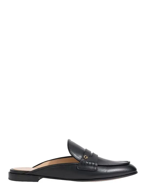 GIANVITO ROSSI Florio Leather Slippers - Black