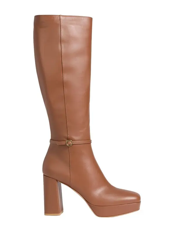 GIANVITO ROSSI Moreau Leather Platform Knee Boots - Light Brown