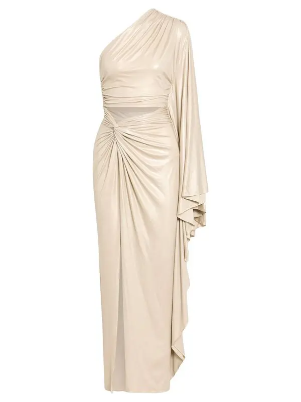 Lapointe Draped Cutout Metallic Stretch-jersey Gown - Cream