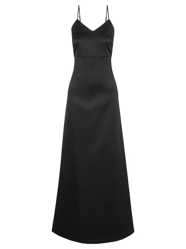 Halston Bow-embellished Two-tone Duchess-satin Gown - Black