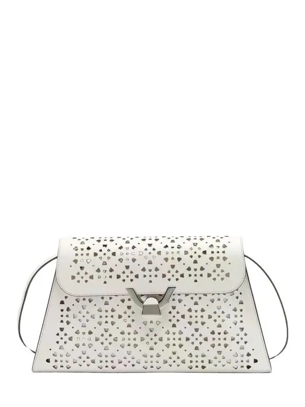 COCCINELLE Dew Laser-cut Shoulder Bag - White