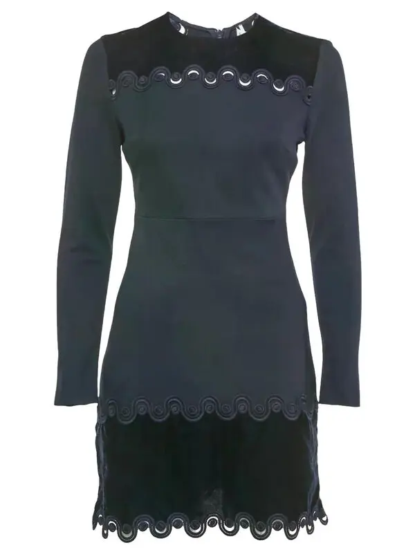 Sandro Velvet-detail Mini Dress - Blue