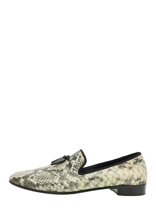 GIUSEPPE ZANOTTI Embossed Tassel Leather Slippers - Neutrals