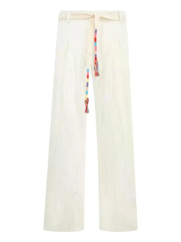 Mira Mikati Wide-leg Cord Trousers With Belt - Neutrals